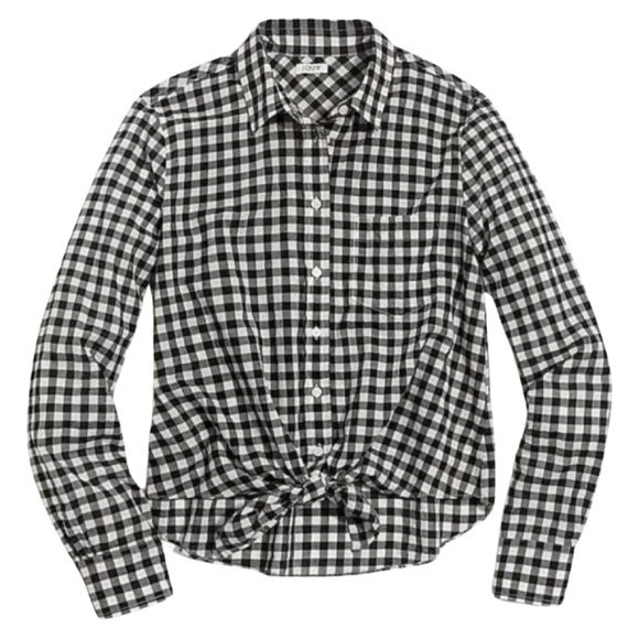 J. Crew | Tops | J Crew Gingham Buttondown Shirt Black White | Poshmark